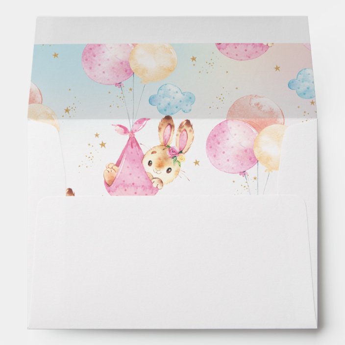 Cute Bunny Rabbit Girl Baby Shower Envelope | Zazzle.com