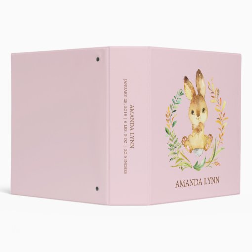 Cute Bunny Rabbit Girls Baby Photo Album 3 Ring Binder | Zazzle