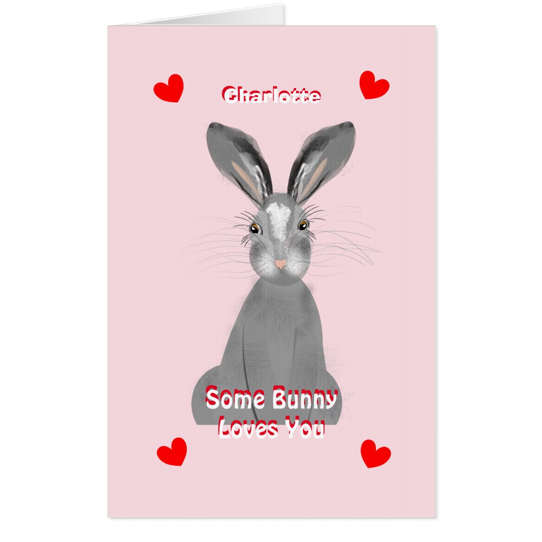 Cute Bunny Rabbit Love You Valentine Card | Zazzle