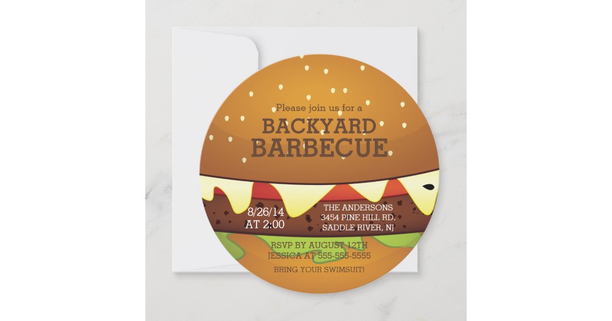 Cute Burger Summer BBQ Party Invitation | Zazzle