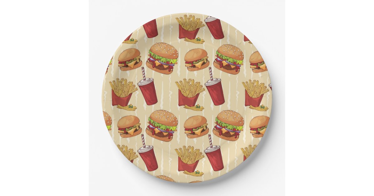 Cute Burgers and Fries party Paper Plates | Zazzle