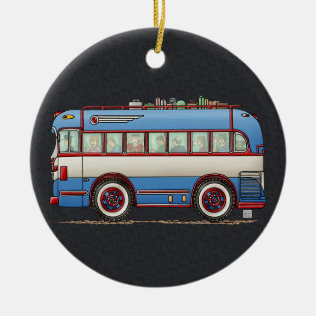 Cute Bus Tour Bus Ceramic Ornament | Zazzle
