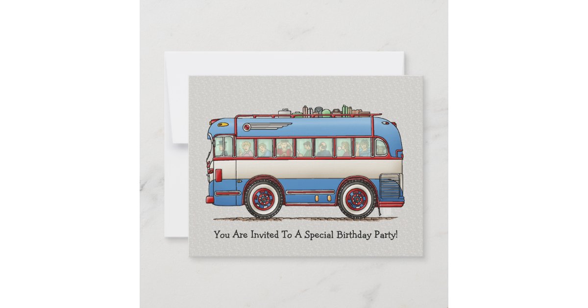 Cute Bus Tour Bus Invitation | Zazzle