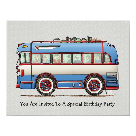 Cute Bus Tour Bus Invitation | Zazzle.com