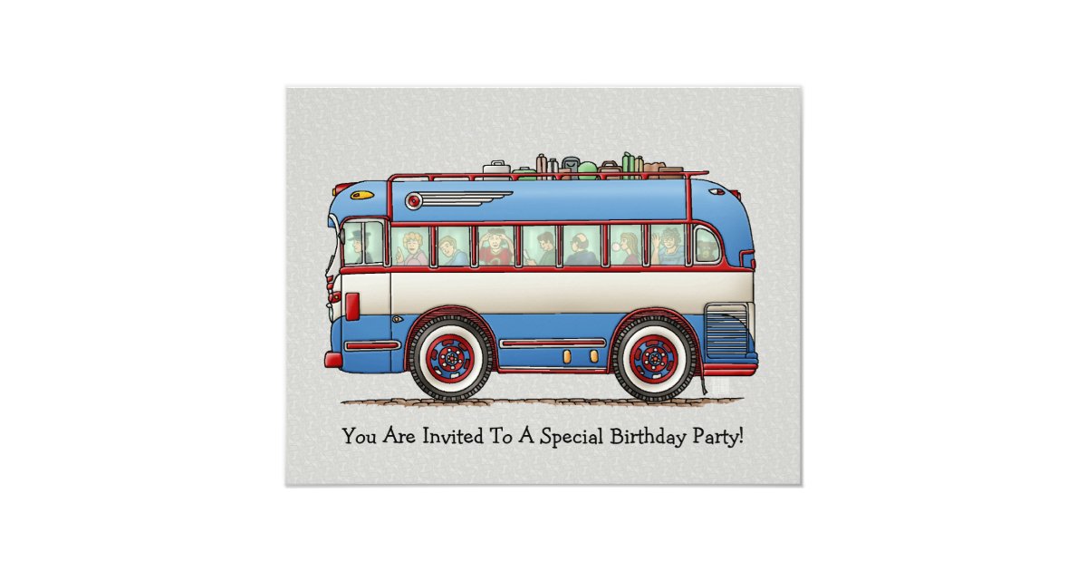 Cute Bus Tour Bus Invitation | Zazzle.com