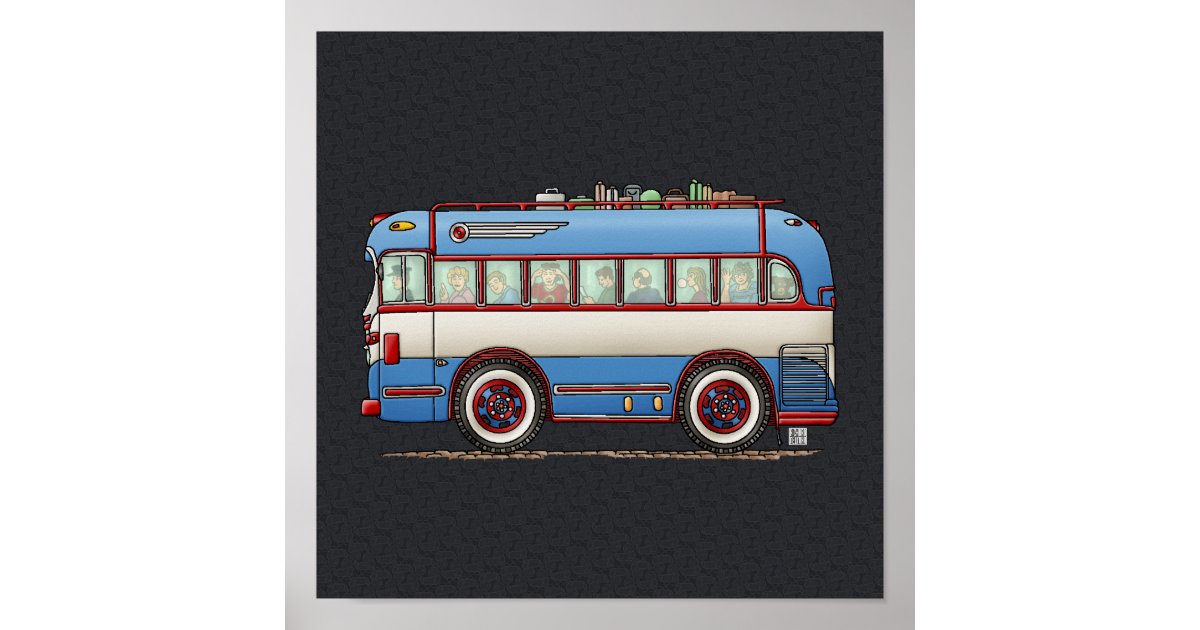 Cute Bus Tour Bus Poster | Zazzle