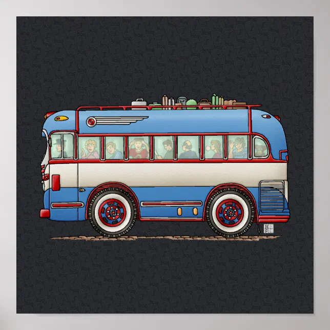 Cute Bus Tour Bus Poster | Zazzle