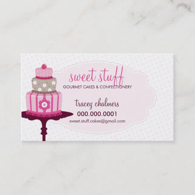 CUTE BUSINESS CARD :: sweet cakes bakery pink 2 | Zazzle