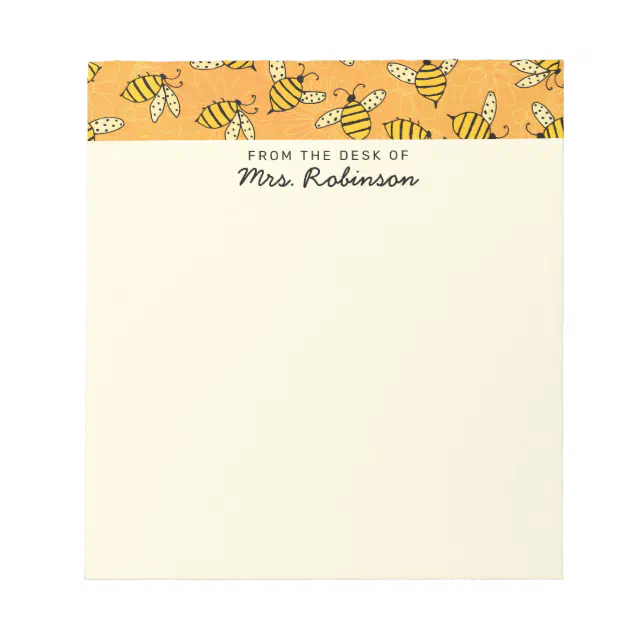 Cute Busy Bees Teacher From the Desk of Notepad | Zazzle
