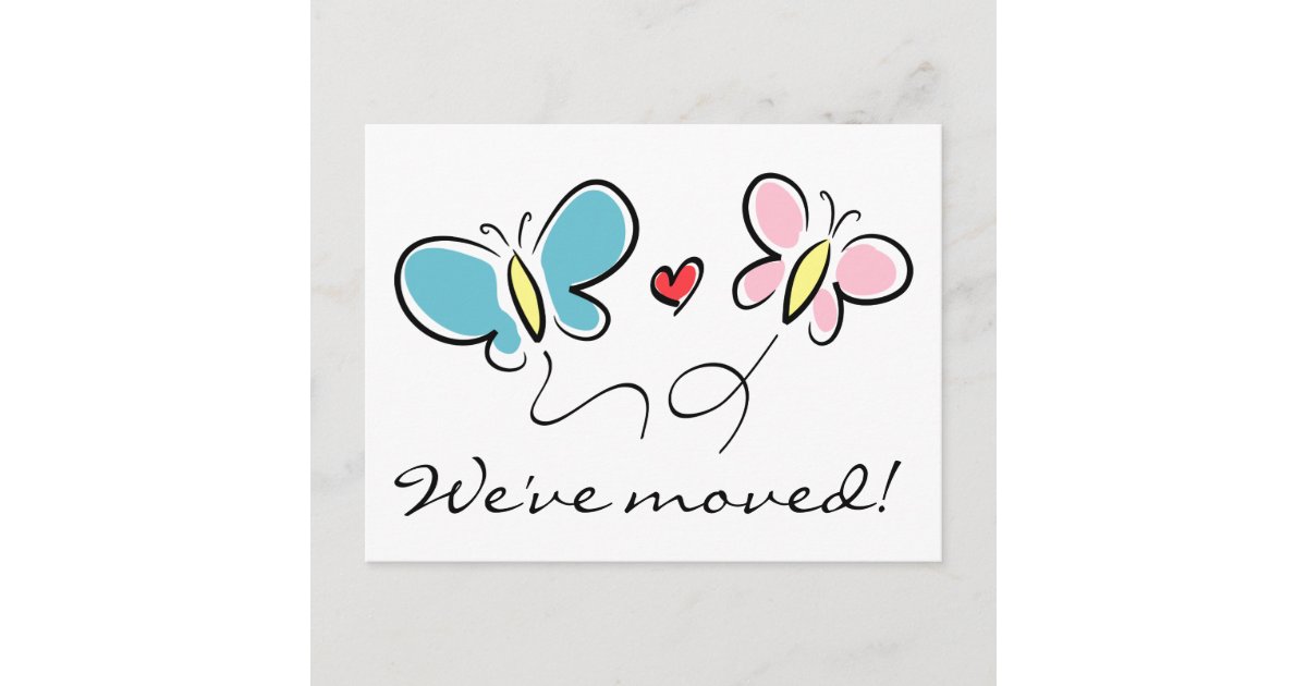 Cute butterfly moving postcards | We've moved! | Zazzle
