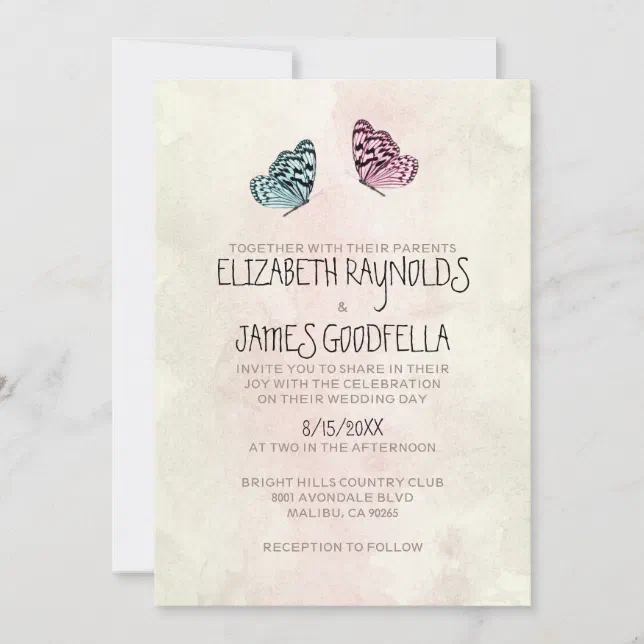 Cute Butterfly Wedding Invitations | Zazzle