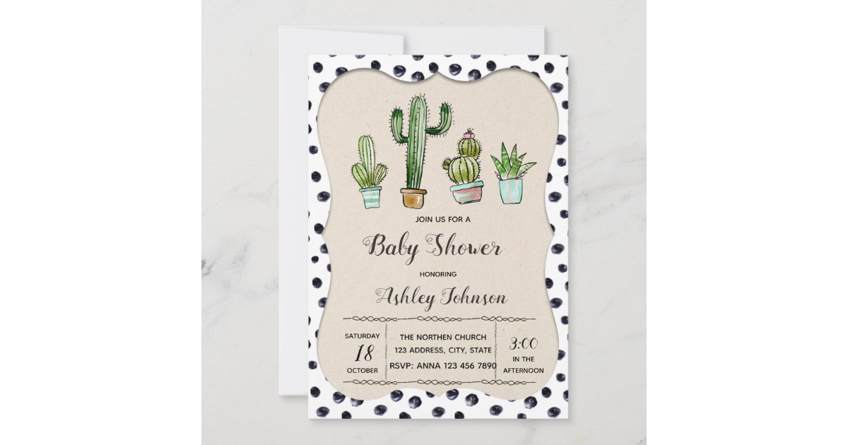 Cute cactus birthday party invitation | Zazzle