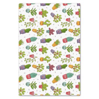 Cute Cactus Nature Succulents Pattern Tissue Paper | Zazzle