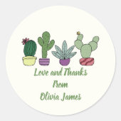 Cute Cactus Potted Plants Love My Cacti Pattern Classic Round Sticker ...