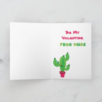 Cute Cactus Stuck on You Kids Valentine Card | Zazzle