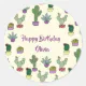 Cute Cactus Succulent Potted Plants Happy Birthday Classic Round ...