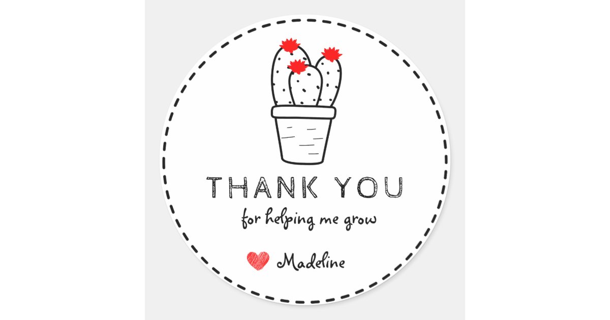 Cute Cactus Thank You Congratulations Welcome Classic Round Sticker ...