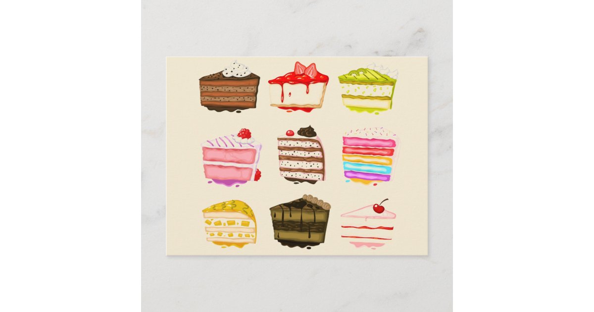 Cute cake birthday cake with colourful cream postcard | Zazzle
