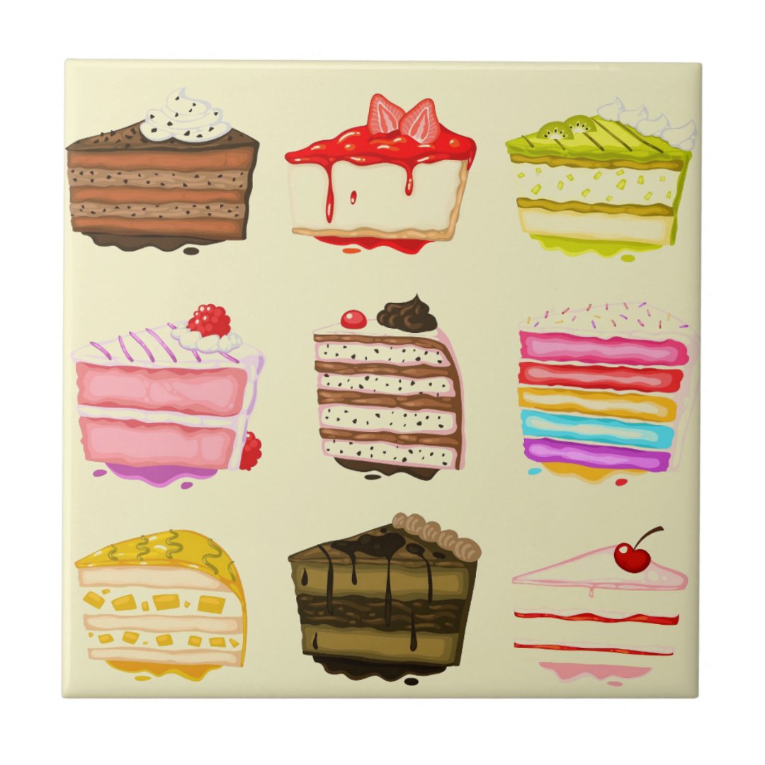 Cute cake birthday cake with colourful cream tile | Zazzle