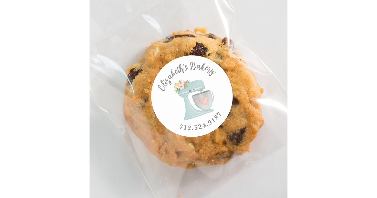 Cute Cake Mixer Bakery Business Classic Round Stic Classic Round ...