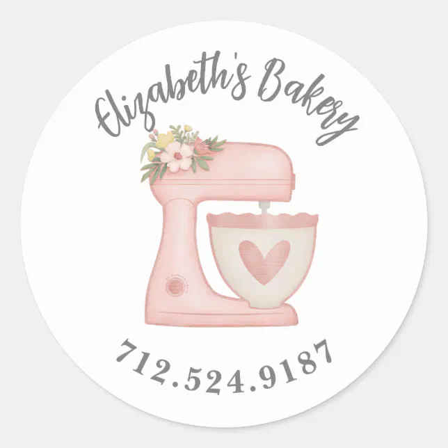Cute Cake Mixer Bakery Business Classic Round Sticker | Zazzle