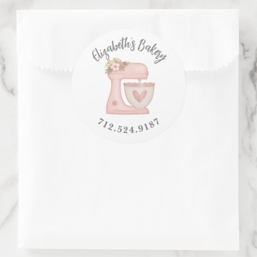 Cute Cake Mixer Bakery Business Classic Round Sticker | Zazzle