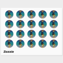 Cute Cal Bear Girl Classic Round Sticker | Zazzle