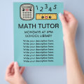 Cute Calculator And Ruler Math Tutor Template Flyer | Zazzle