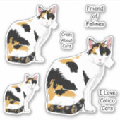 Cute Calico Cat Sticker Set | Zazzle