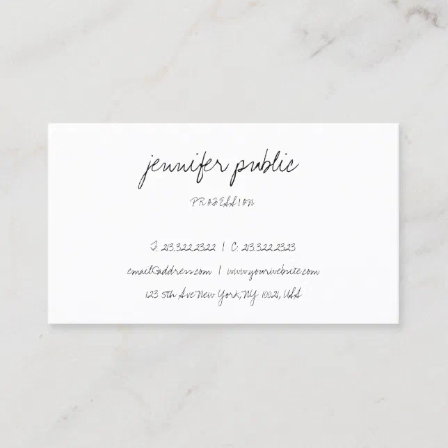 Cute Calligraphy Script Text Modern Simple Trendy Business Card | Zazzle