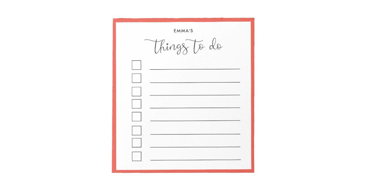 Cute calligraphy Things To Do list Notepad | Zazzle