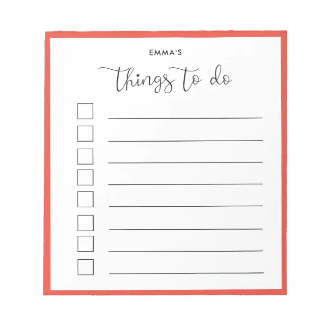Cute calligraphy Things To Do list Notepad | Zazzle