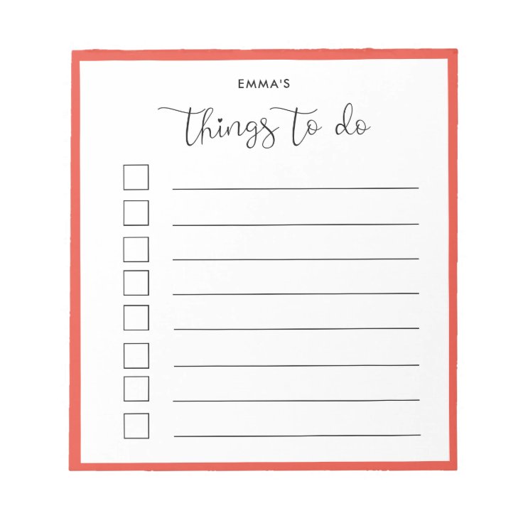 Cute calligraphy Things To Do list Notepad | Zazzle