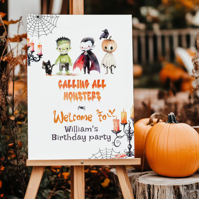 Cute Calling all monsters Birthday Welcome Foam Board | Zazzle