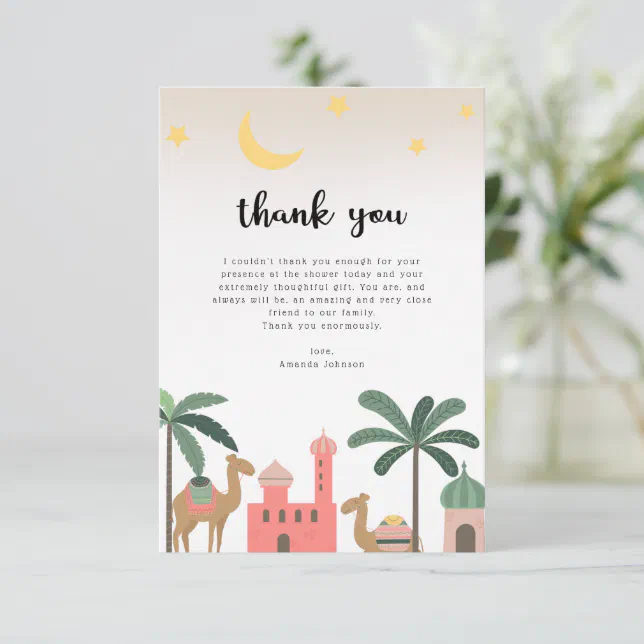 Cute Camel Desert Baby Shower Thank You Card | Zazzle