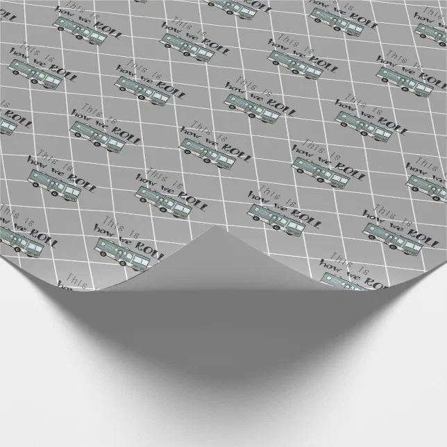 Cute Camping RV "This is How We Roll" Personalized Wrapping Paper | Zazzle