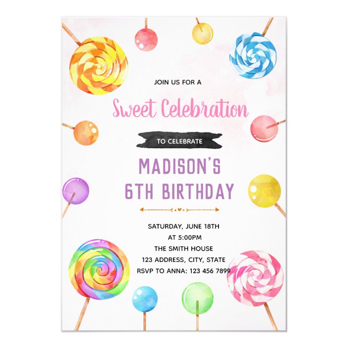 Cute candy party theme invitation | Zazzle.com