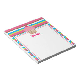 Cute Candy Striped Cupcake Notepad | Zazzle