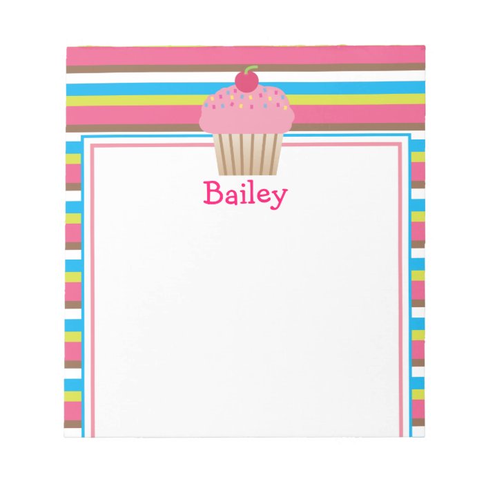 Cute Candy Striped Cupcake Notepad | Zazzle.com
