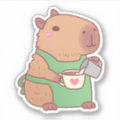 Cute Capybara Barista Making Coffee Sticker | Zazzle