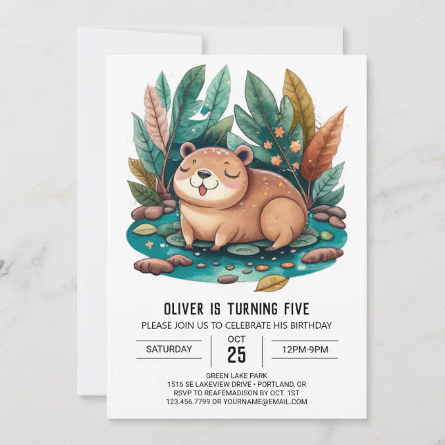 Cute Capybara Birthday Invitation | Zazzle