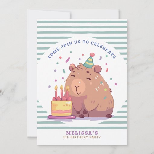 Cute Capybara Birthday Invitation | Zazzle