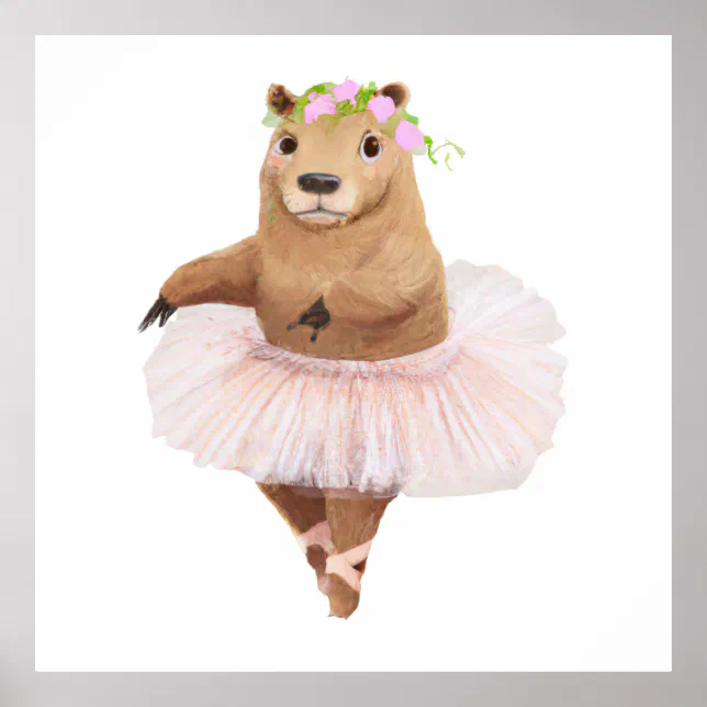 Cute Capybara in Pink Tutu Skirt Poster | Zazzle