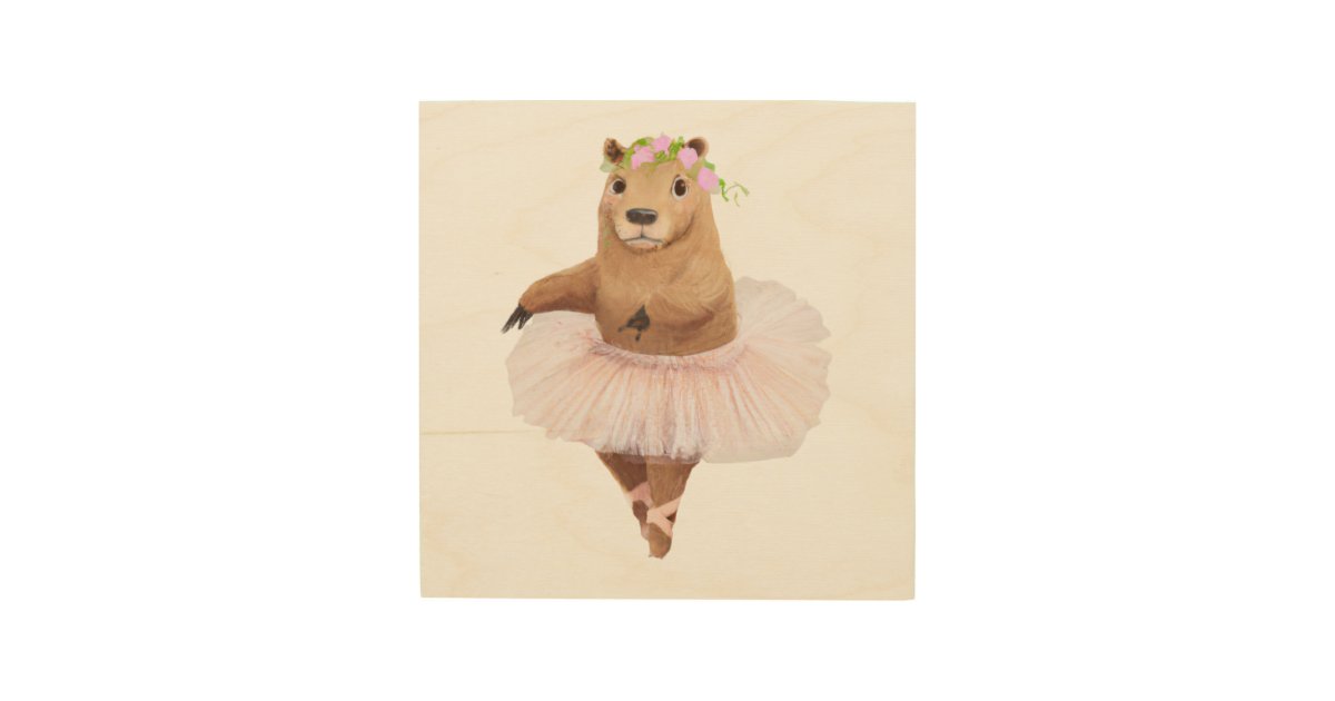 Cute Capybara in Pink Tutu Skirt Wood Wall Art | Zazzle