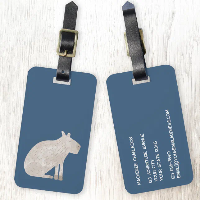 Cute Capybara Luggage Tag | Zazzle