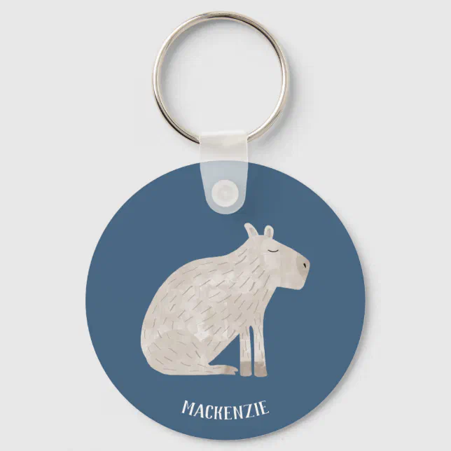 Cute Capybara Personalized Keychain | Zazzle