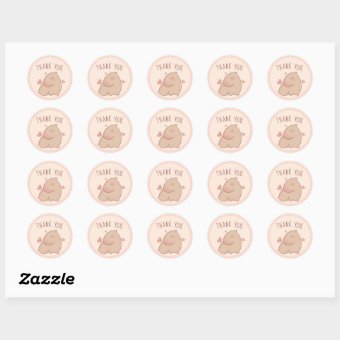 Cute capybara thank you classic round sticker | Zazzle
