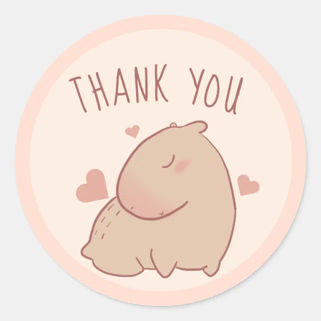 Cute capybara thank you classic round sticker | Zazzle