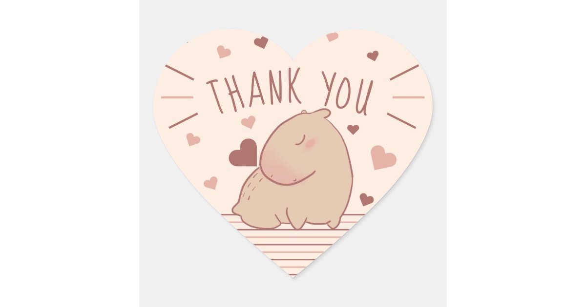 Cute Capybara thank you Sticker | Zazzle