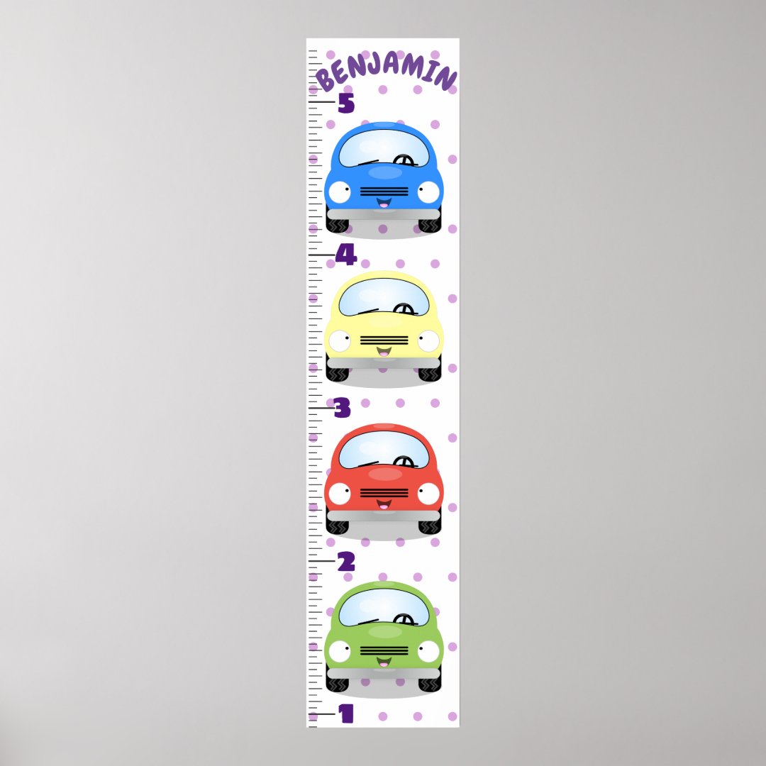 Cute car cartoon illustration growth chart | Zazzle